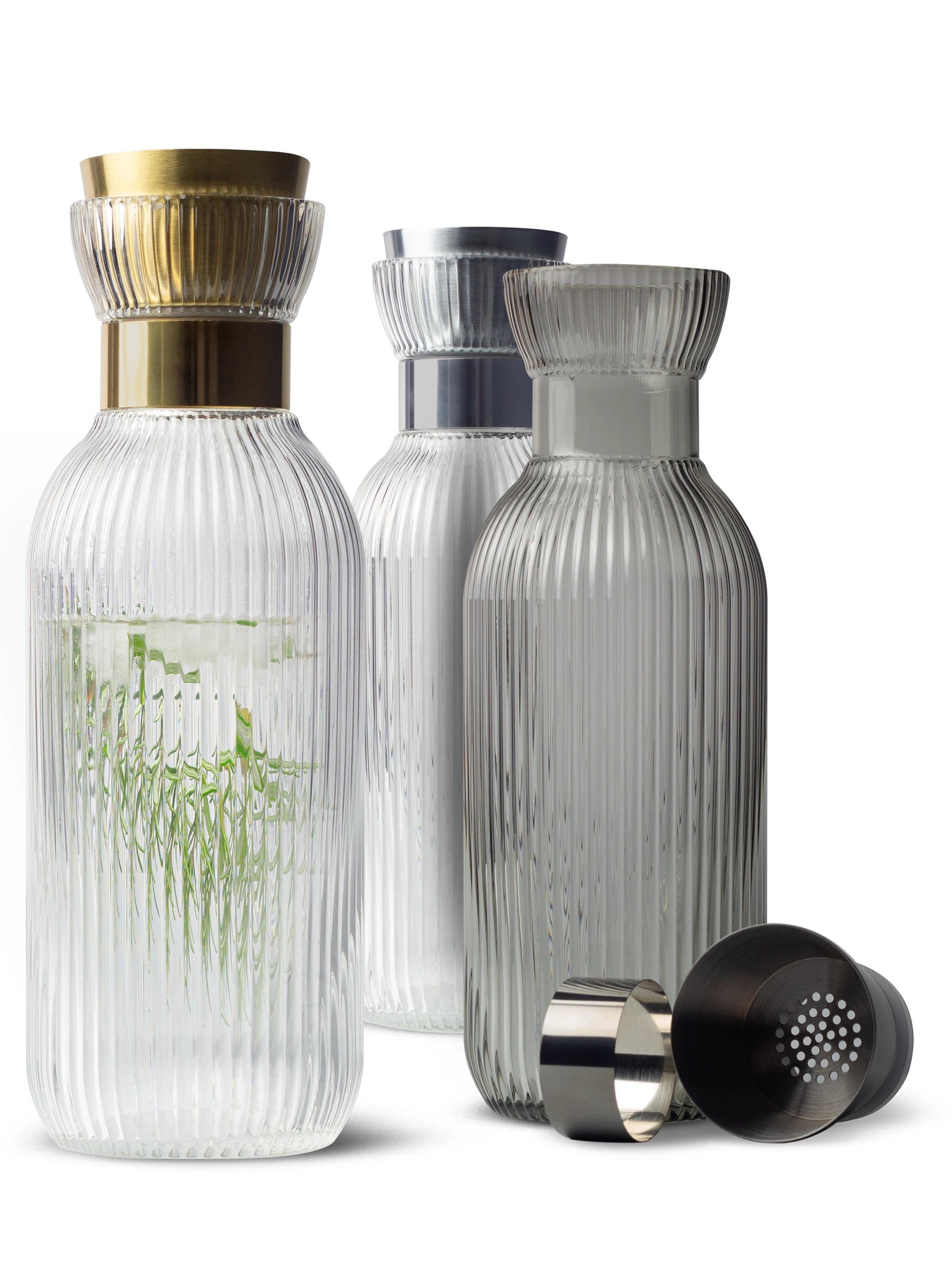 MAMEIDO Wasserkaraffe mit Deckel & Sieb aus Glas 1l & 1,5l